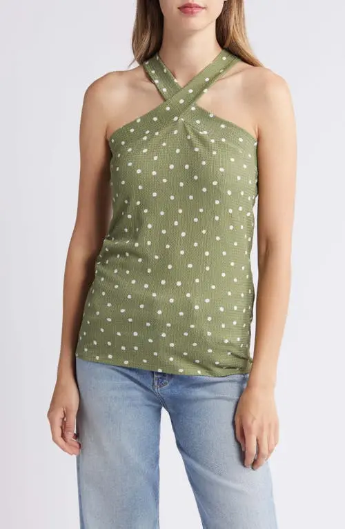 Loveappella Polka Dot Halter Top - Sage