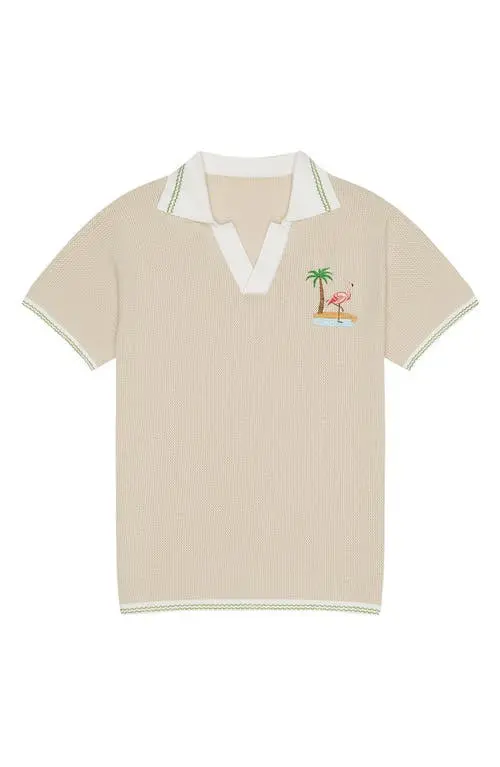 MAVRANS Flamingo Beach Mesh Johnny Collar Polo