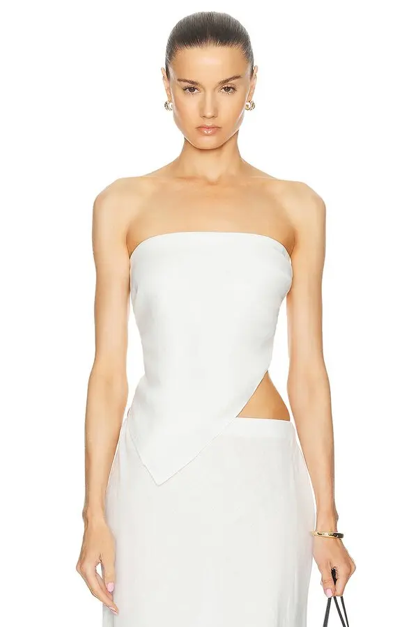 Enza Costa Linen Scarf Top In Neutral