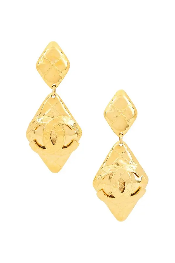 Chanel 1994 Coco Mark Clip-on Dangle Earrings