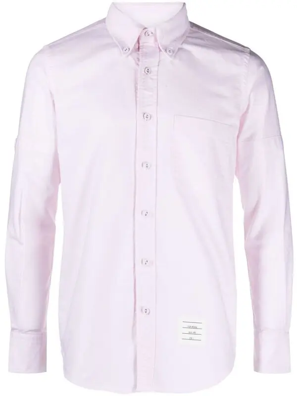 Thom Browne Logo-patch Cotton Shirt - Pink