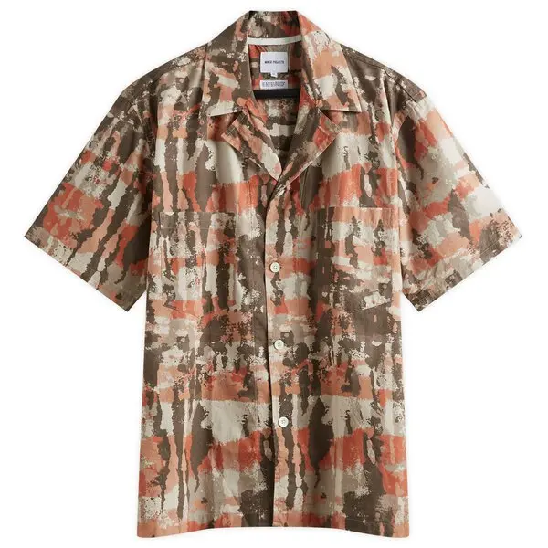 Norse Projects Mads Print Vacation Shirt - Red Ochre