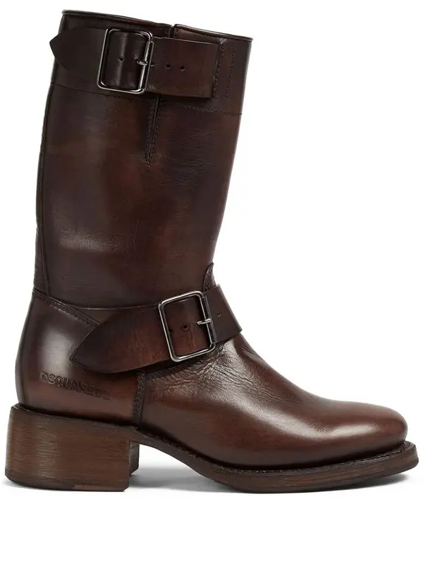Dsquared2 Logo-debossed Leather Boots - Brown