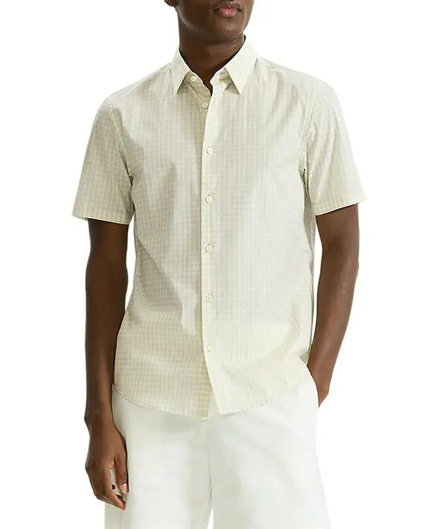 Theory Irving Cotton Blend Check Standard Fit Button Down Shirt