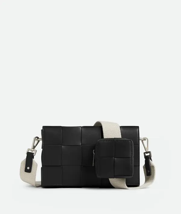 Bottega Veneta Cassette Cross Body Bag With Strap - Black