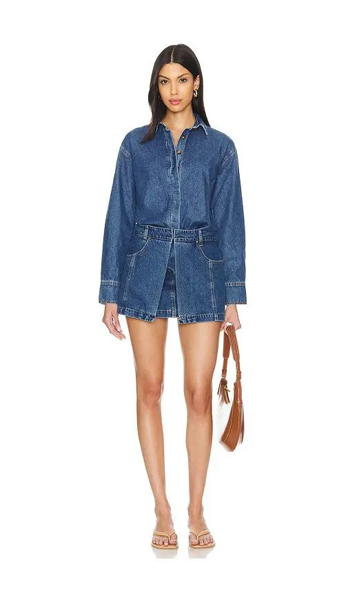 sovere dawn denim dress Sovere / Overturn Denim Mini Dress In Blue - Indigo