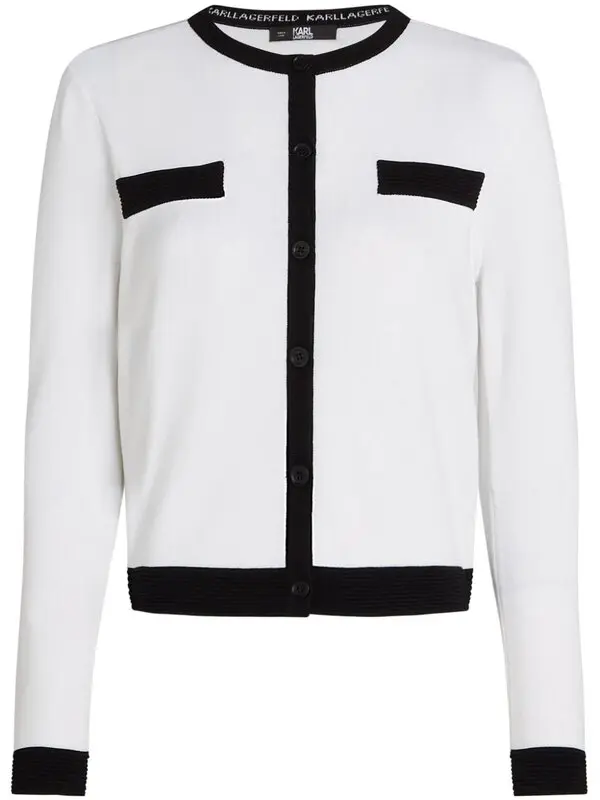 Karl Lagerfeld Contrasting-trim Cardigan - White