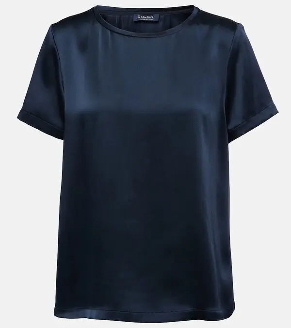 Max Mara Rebecca Satin T-shirt - Blue