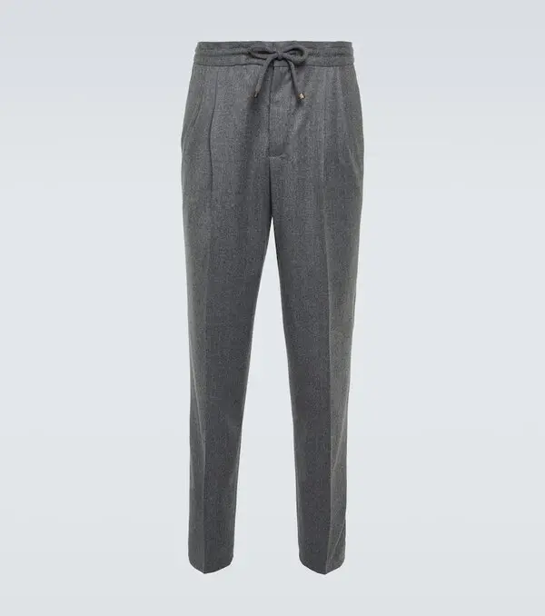 Brunello Cucinelli Virgin Wool Flannel Tapered Trousers