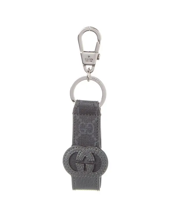 Buy Gucci Cutout Interlocking G Gg Supreme Canvas & Leather Keychain ...
