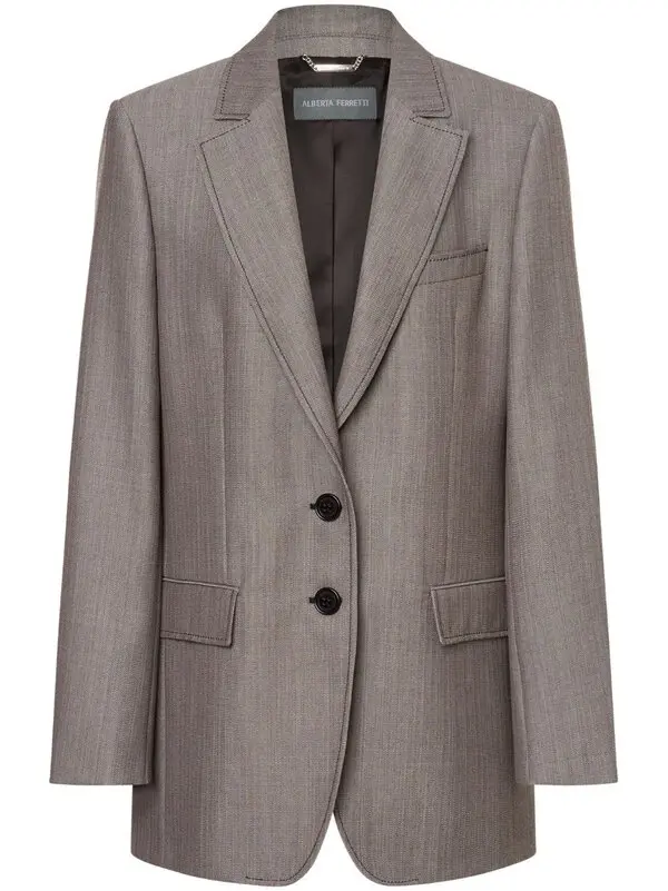 Alberta Ferretti Single-breasted Virgin Wool Blazer