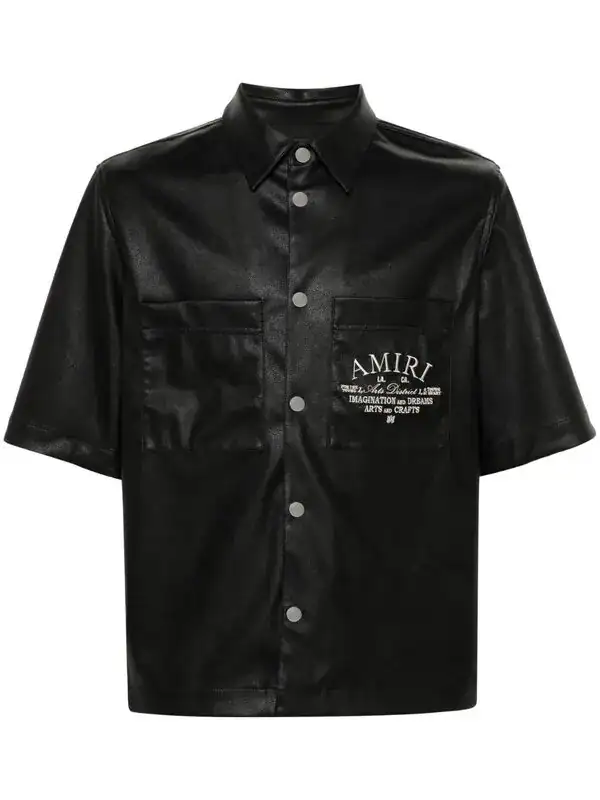 Amiri Arts District Faux-Leather Shirt - Black | Editorialist