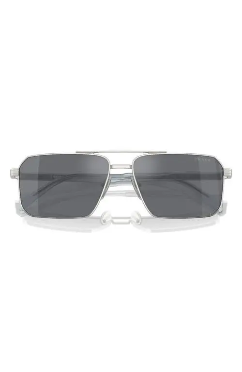 Prada 58mm Rectangular Sunglasses - Silver