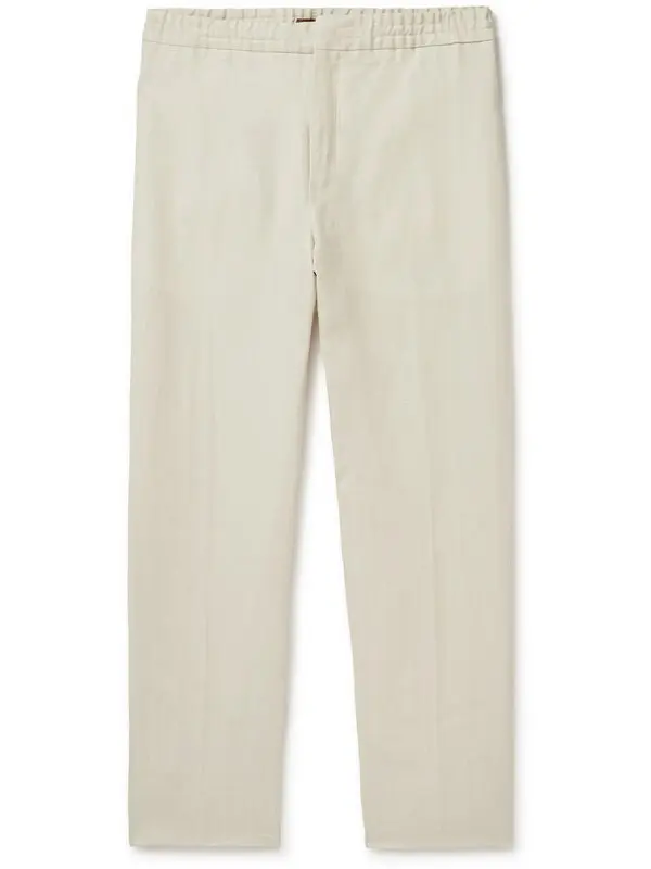 Zegna Tapered Oasi Linen Trousers - Neutrals