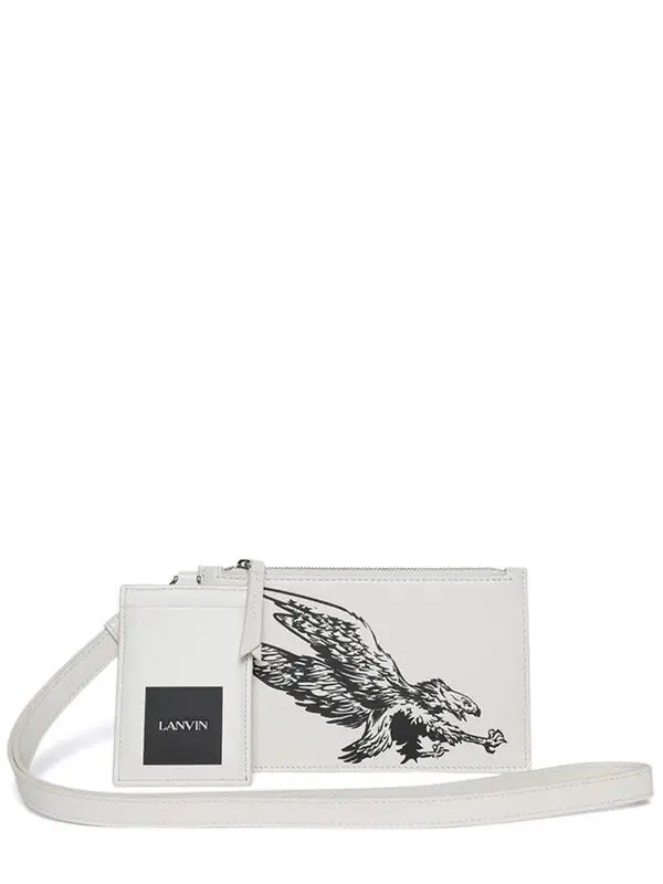 Lanvin X Future Leather Eagle-Print Pouch In White - 13% Off