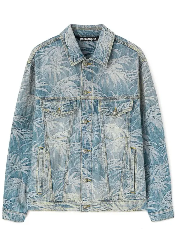 Palm Angels Palms Denim Trucker Jacket Blue 61% Off Editorialist