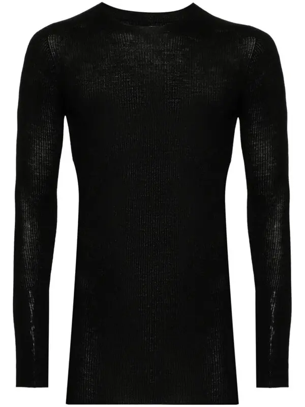 Rick Owens Ribbed Virgin Wool Jumper - Black