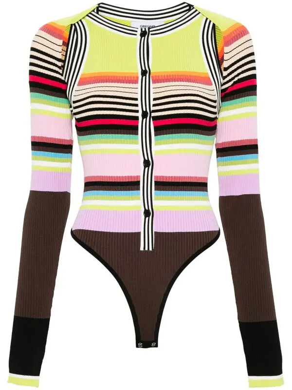 Christopher John Rogers Striped Knitted Bodysuit With Bolero
