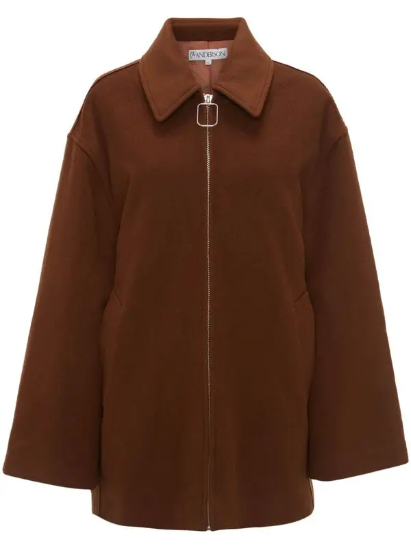 JW Anderson Logo-appliqué Wool Short Coat