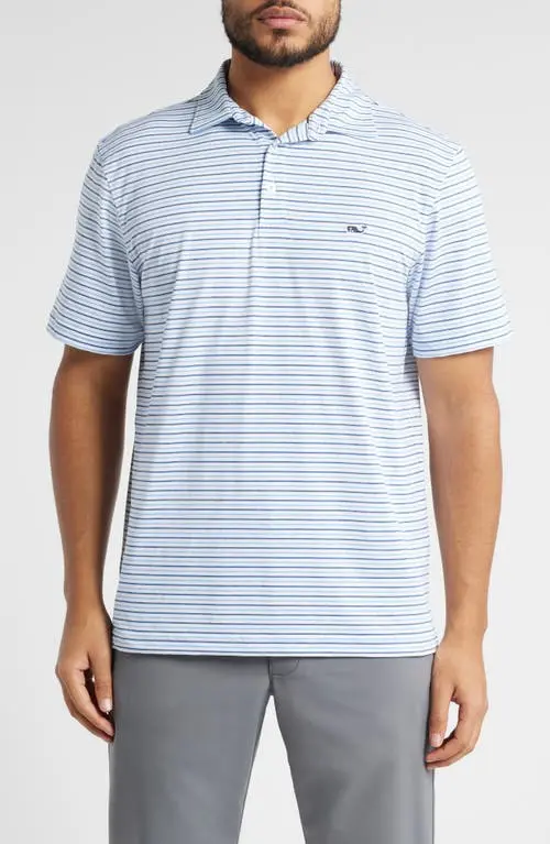Vineyard Vines Bradley Stripe Sankaty Polo - White/ Moon/ Oc Brz