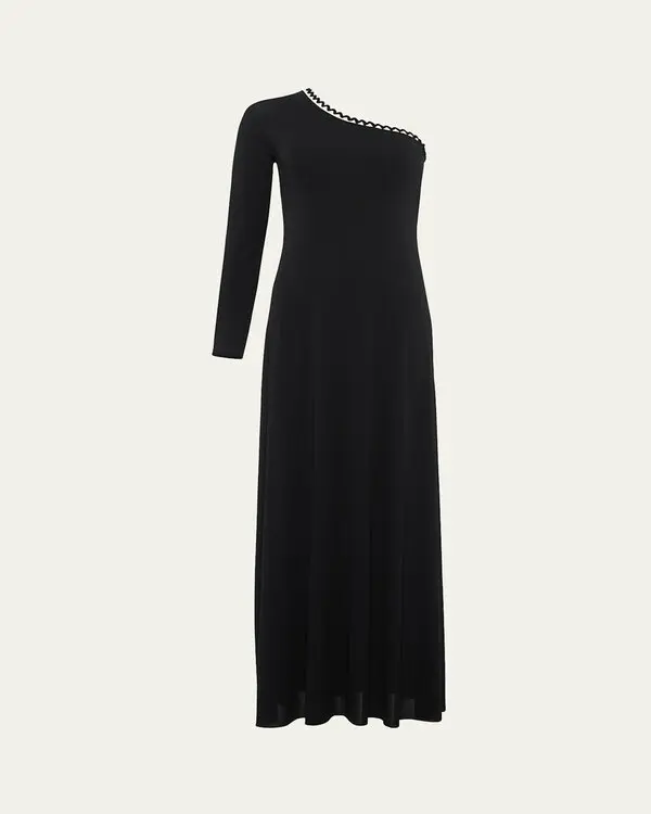 ERES One-shoulder Ric Rac-trim Long Dress - Noir