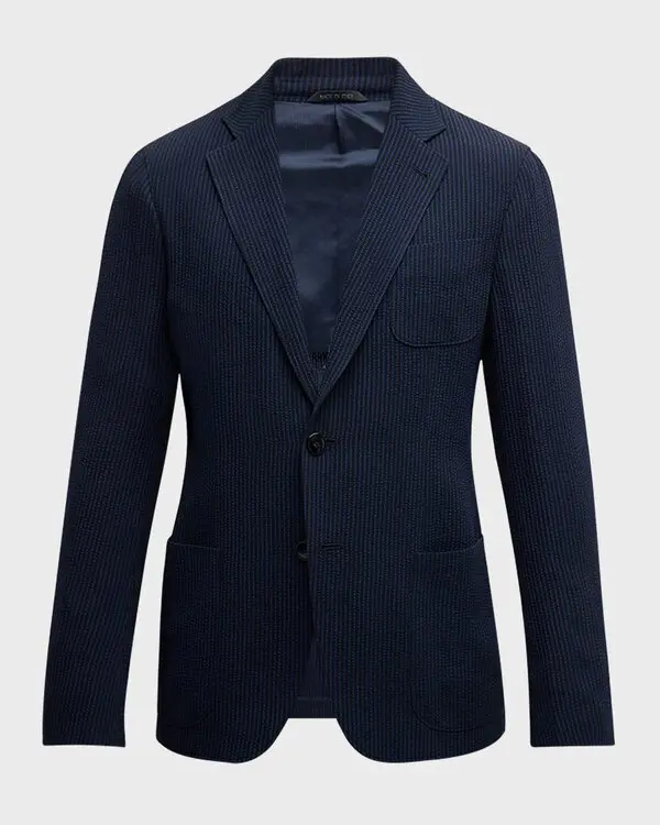 Giorgio Armani Pinstripe Seersucker Sport Coat Navy/Black
