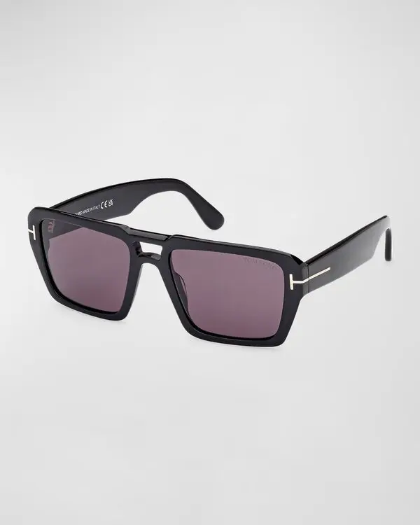TOM FORD Redford Rectangle Sunglasses - Shiny Black