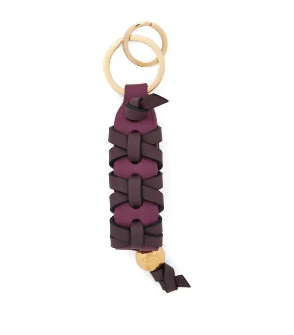 Loewe Leather Braided Cross Keychain - Multi | Editorialist