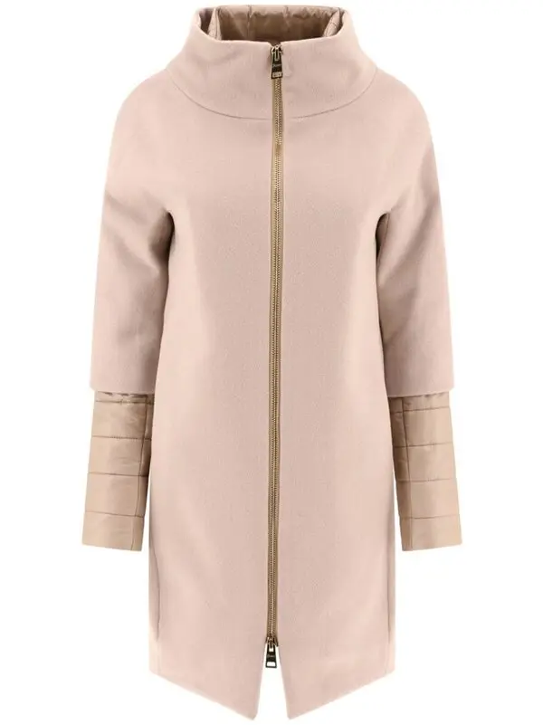 Herno Virgin Wool Zip-up Coat - Neutrals