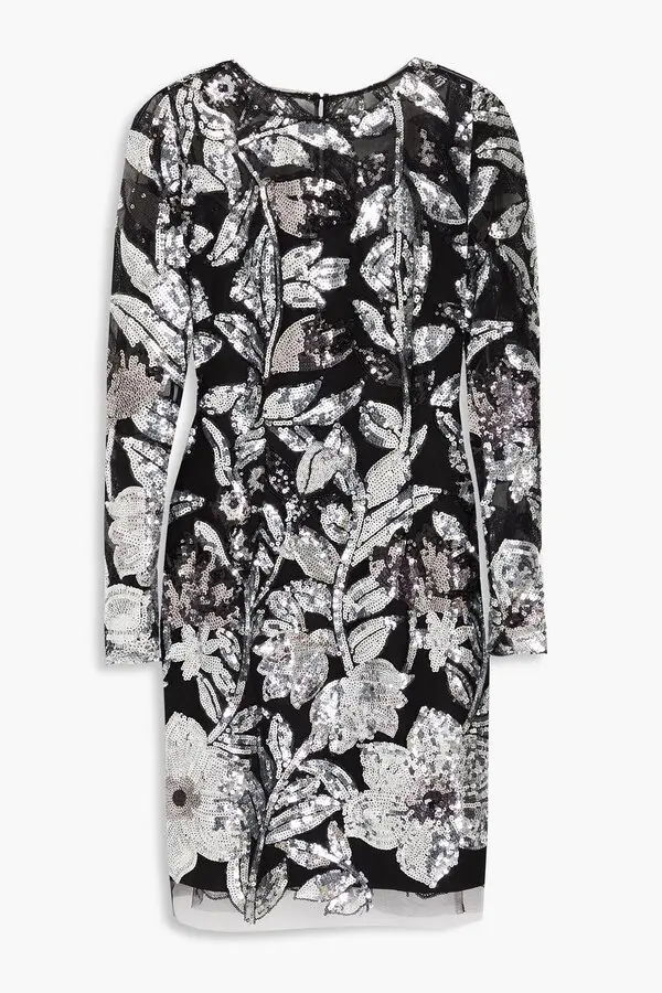 Marchesa Sequin-embellished Tulle Mini Dress