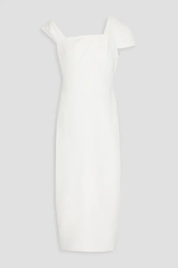 Marchesa Pleated Crepe Midi Dress