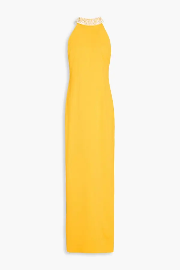 Badgley Mischka Embellished Crepe Gown