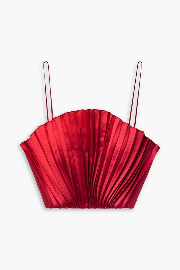 SEMSEM Cropped Plissé-satin Bustier Top