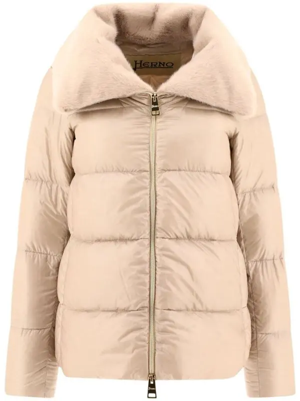 Herno Faux-fur Collar Quilted Jacket - Neutrals