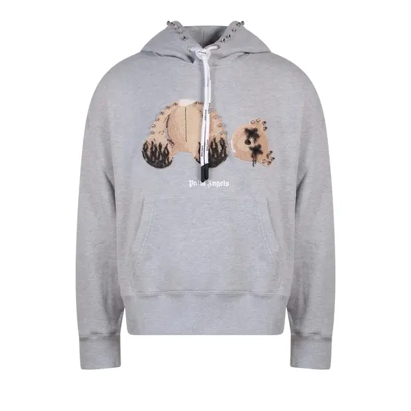 Palm Angels Papunk Bear Lurex Fleece Hoodie - Grey
