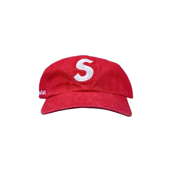 Supreme X Kevlar Denim S Logo 6-panel Cap - Red | Editorialist