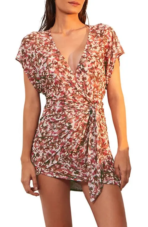 VIX PAULA HERMANNY Naia Emily Cover-up Wrap Dress - Burgundy Multi
