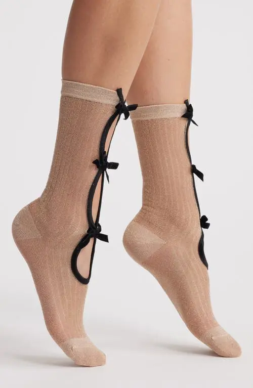 HIGH HEEL JUNGLE Metallic Crew Socks - Nude/black