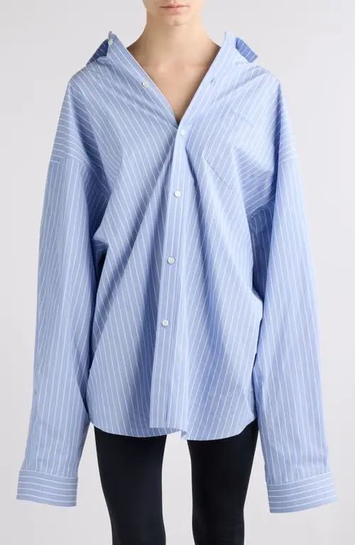 Balenciaga Asymmetric Oversize Striped Shirt