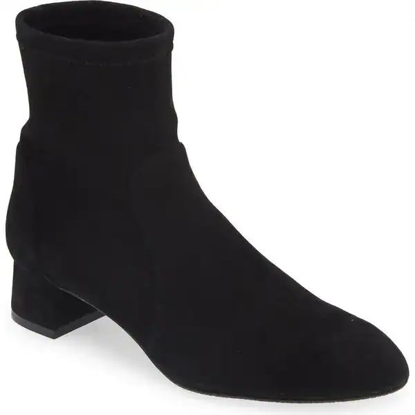 Stuart Weitzman Grace Sock Bootie In Black Stretch Suede 60% Off