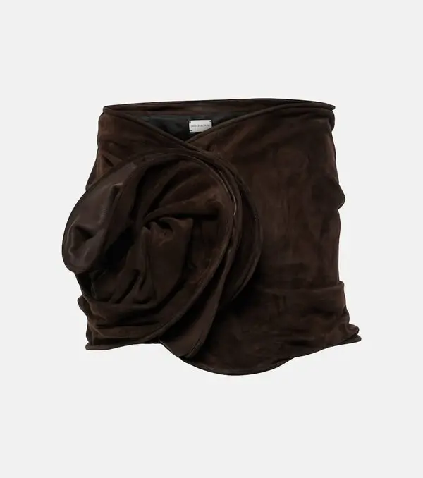 Magda Butrym Floral-appliqué Suede Miniskirt