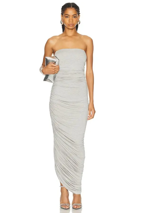 Norma Kamali Strapless Diana Gown - Light Grey