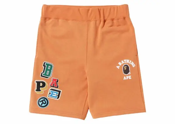 BAPE Fonts Sweat Shorts - Orange