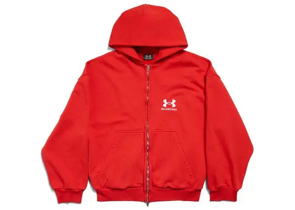 Balenciaga X Under Armour Zip-up Hoodie Regular Fit - Red/white