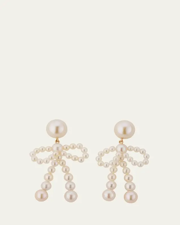 Sophie Bille Brahe Bow Drop Earrings - Gold