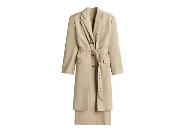 Rokh Wool-Blend Double-Layered Coat - Beige | Editorialist