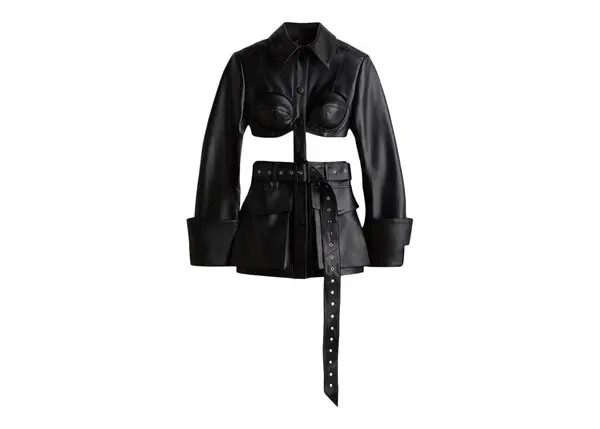 未使用品　Rokh×H＆M カットアウトレザージャケット Rokh H&M Cut-Out Leather Blazer - Black | Editorialist