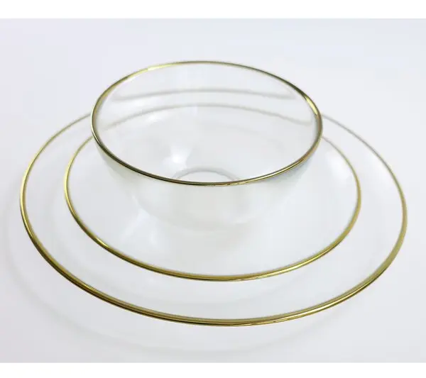 BFF COLLECTION BY JENNIE & TORI As Is Bff Collection 12-piece Glassdinnerwareset W/goldtone