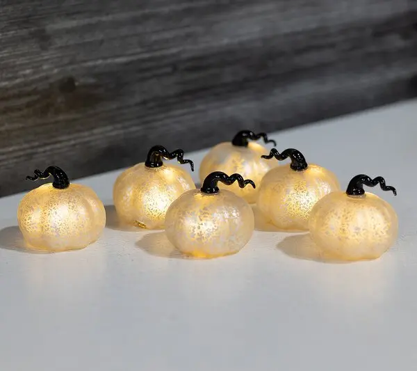 LUMABASE Battery-operated Mercury Glass Pumpkin S, 6ct