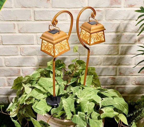 FUSION BRANDS Fusion Set Of 2 Coach Lights With Shepherds Hooks